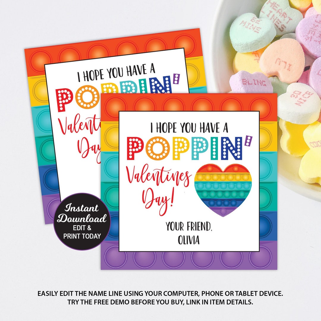 Pop It Valentines Day Card, Kids Valentine Card, School Valentines ...