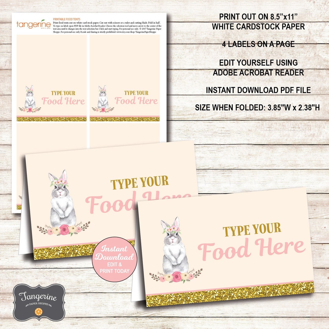 Bunny Party Food Labels Printable, Easter Bunny Food Labels, Bunny Food ...