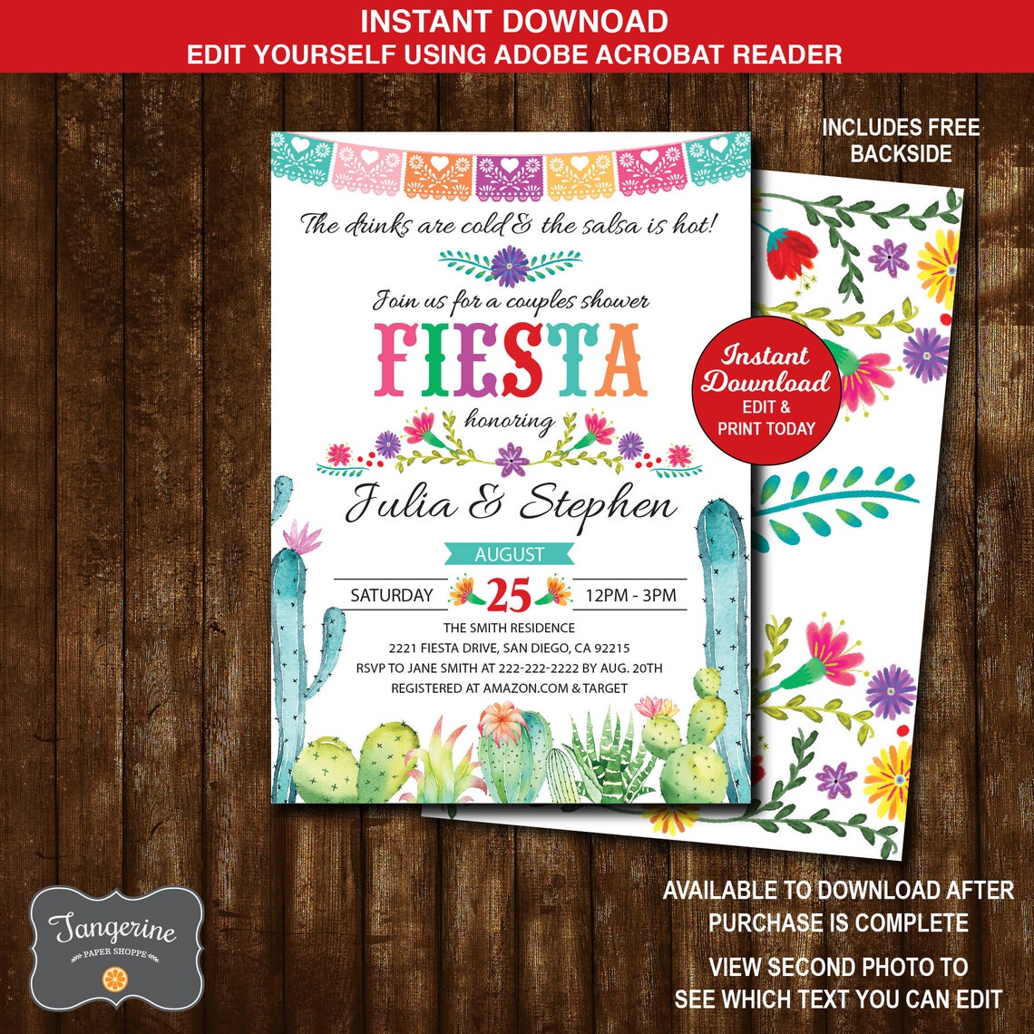Fiesta Engagement Food Labels Printable, Mexican Fiesta Baby Shower ...