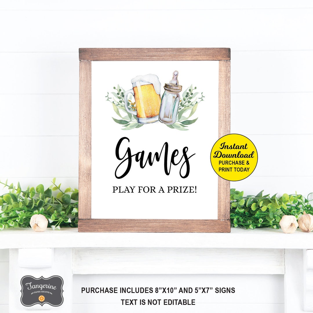 Games Sign, A Baby is Brewing Game Sign, Baby Shower Game, Baby Shower ...