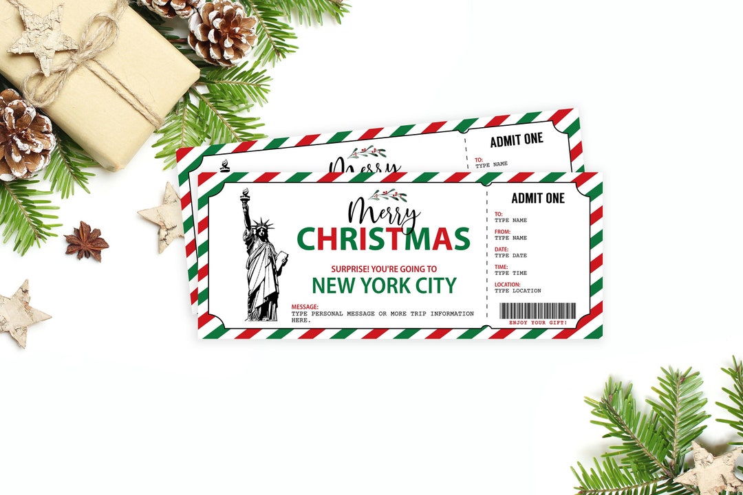 Editable New York Trip Ticket, New York City Surprise Trip Gift ...