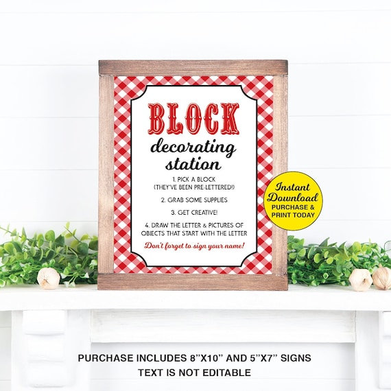 Block Decorating Station Sign, Baby Q Activity, Decorate A Block, BBQ ...
