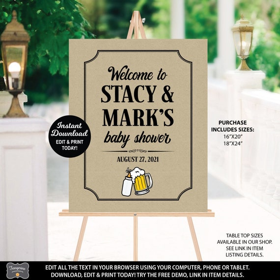 A Baby is Brewing Welcome Sign, Beer Baby Shower Sign, Coed Baby Shower ...