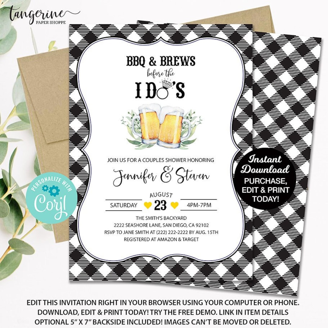 BBQ & Brews Before I Do Invitation, I Do BBQ Wedding Shower, Beer ...