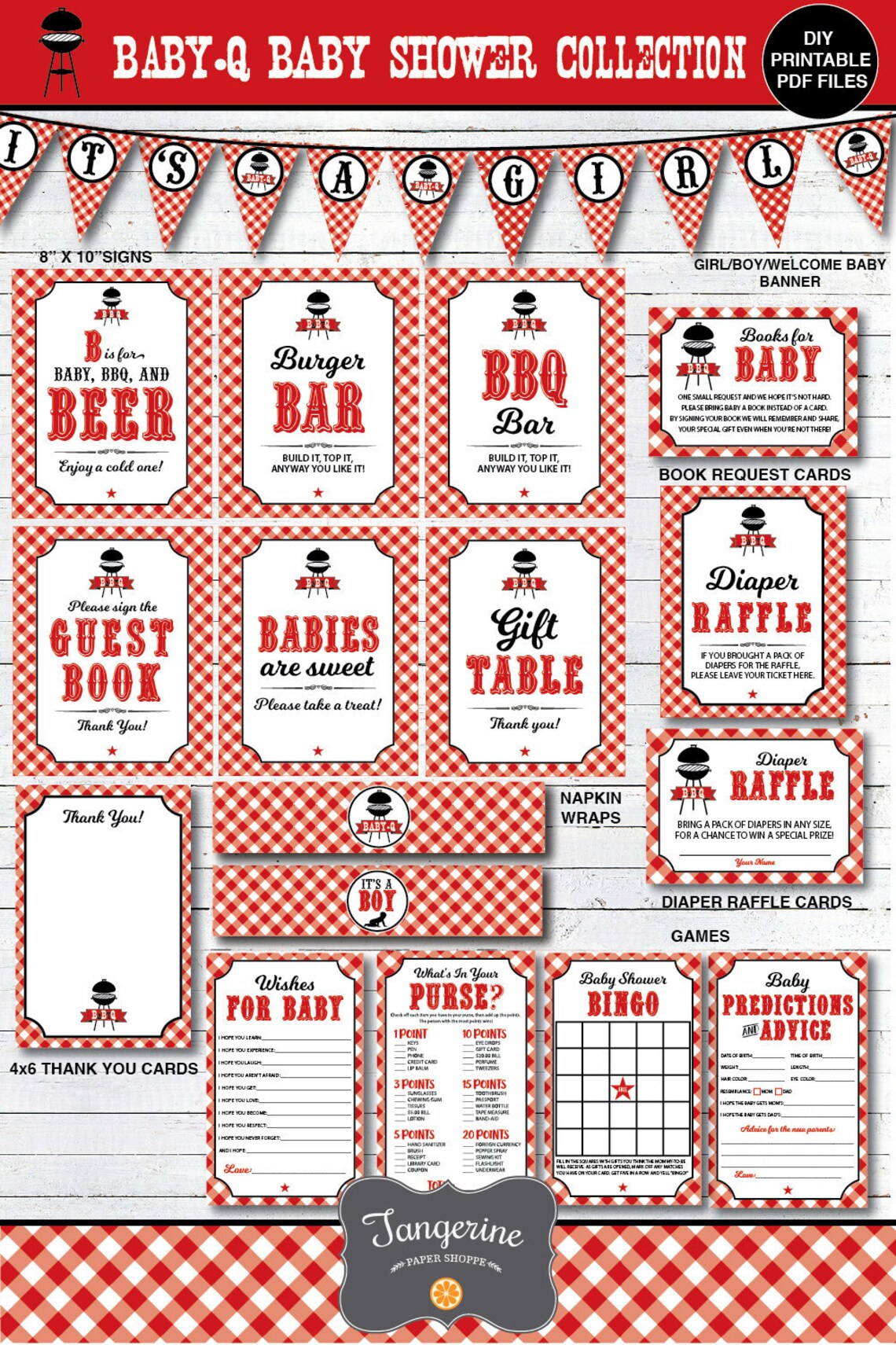 Pink Baby Q Banner, BBQ Baby Shower Banner, Girl Baby Shower, Printable ...