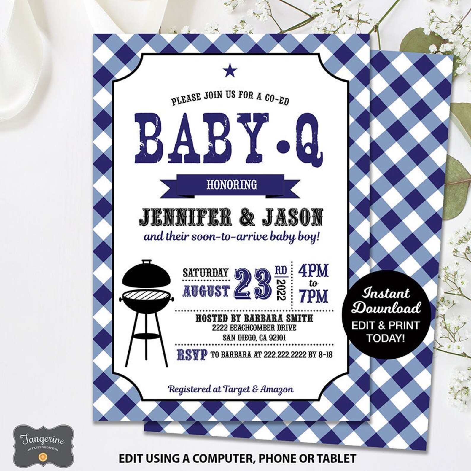 Editable Baby Q Shower Invitation, BBQ Baby Shower Invitation, Couples ...