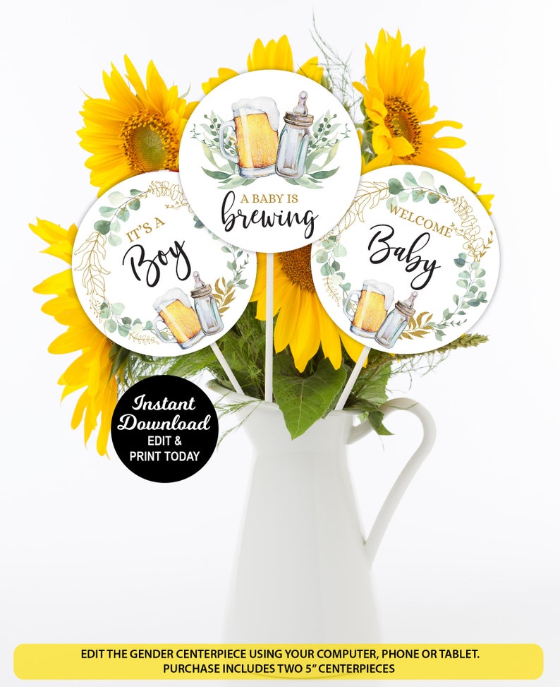 A Baby is Brewing Centerpiece, Beer Baby Shower Centerpiece, Baby is ...