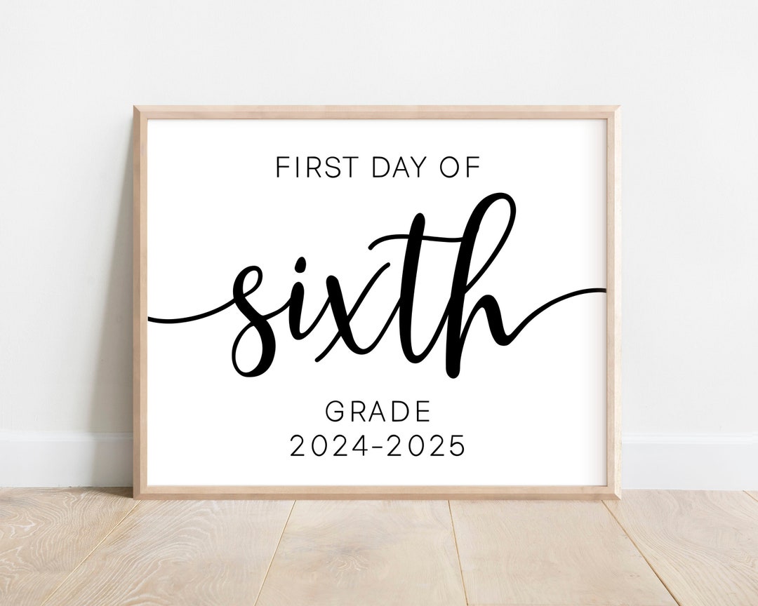 Back to School Sign 6th Grade Sixth Grade 8x10 Sign Modern Middle ...