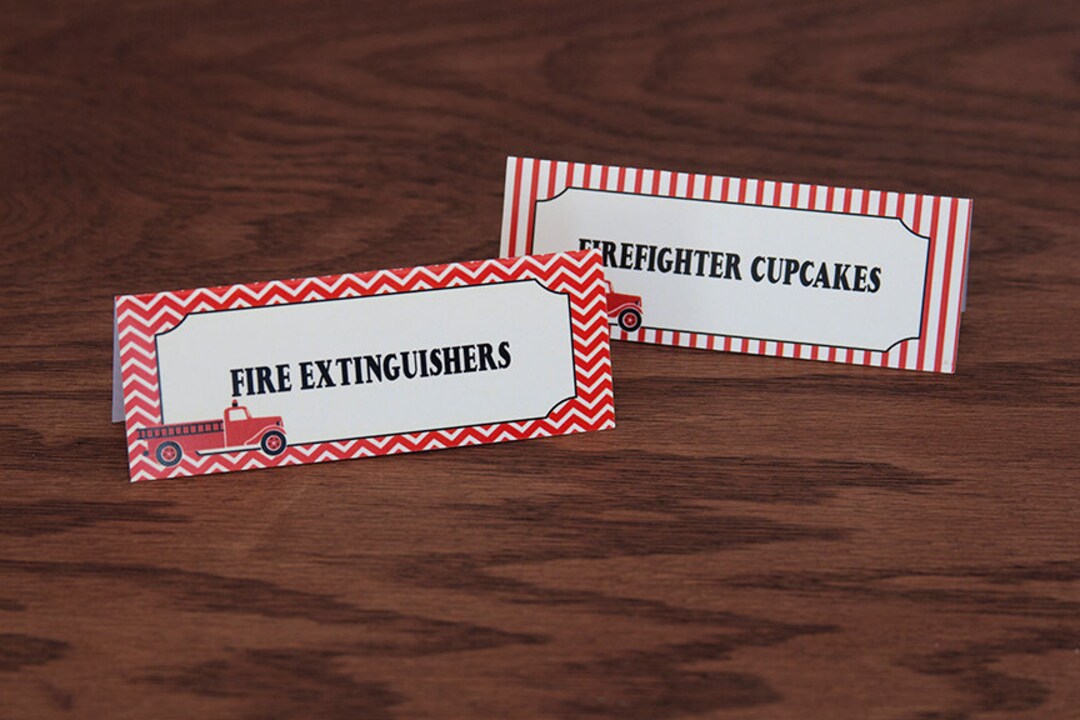 Firefighter Party Food Labels - Red, Cream & Black - INSTANT DOWNLOAD ...