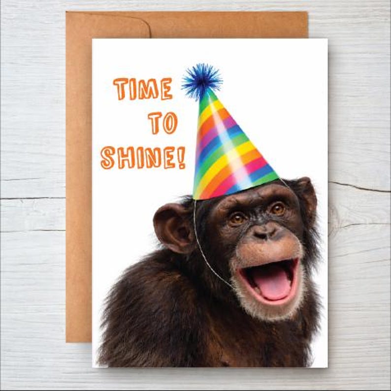 Chimp Funny Birthday Card (printable) - Etsy