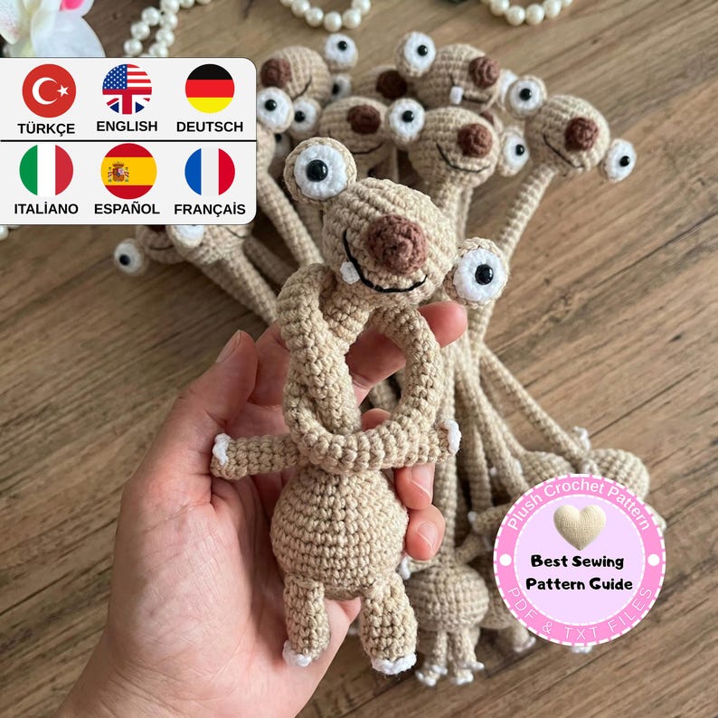 Sid the Sloth Amigurumi Pattern, Crochet Pattern Sloth PDF, Long Neck ...