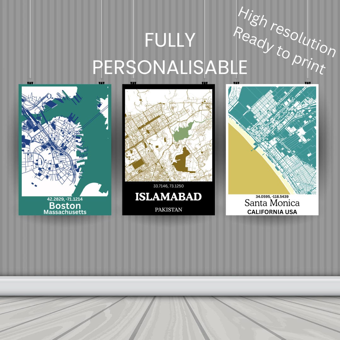 Custom City Map Art Print, Personalized Location Wall Decor - Etsy