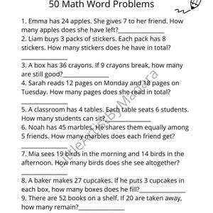 3rd Grade Math Worksheets Bundle – 300+ Problems With Answers - Etsy