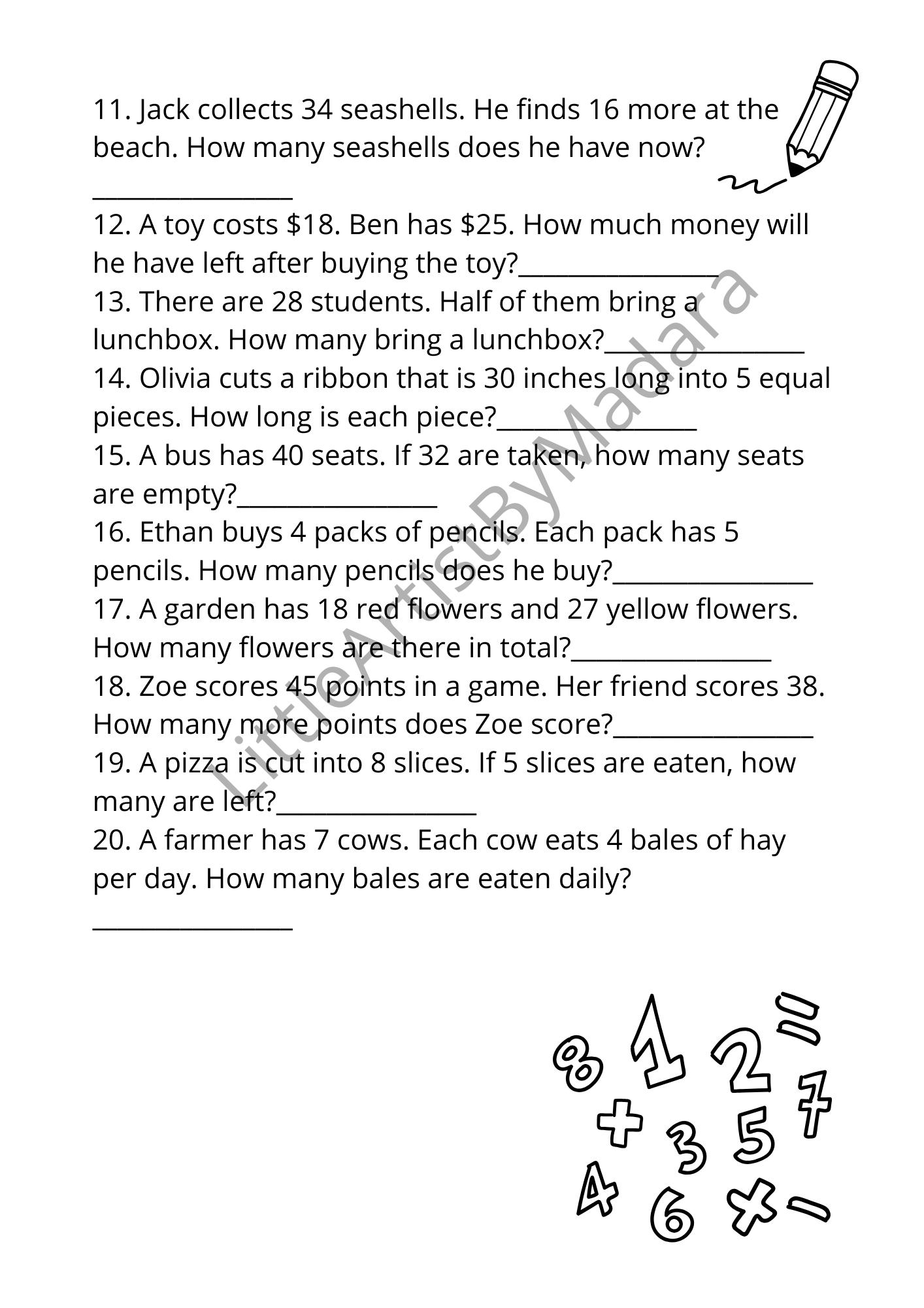3rd Grade Math Worksheets Bundle – 300+ Problems With Answers - Etsy