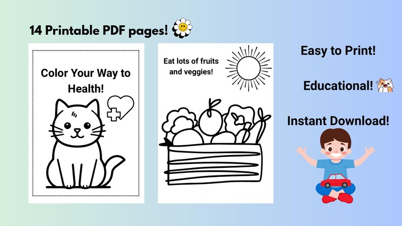 Healthy Habits Coloring Pages for Kids 2-5 | 14 PDF Sheets | Learn ...