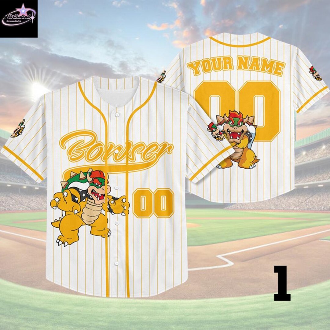 Custom Bowser Super Mario Baseball Jersey, Nintendo Super Mario Shirt ...