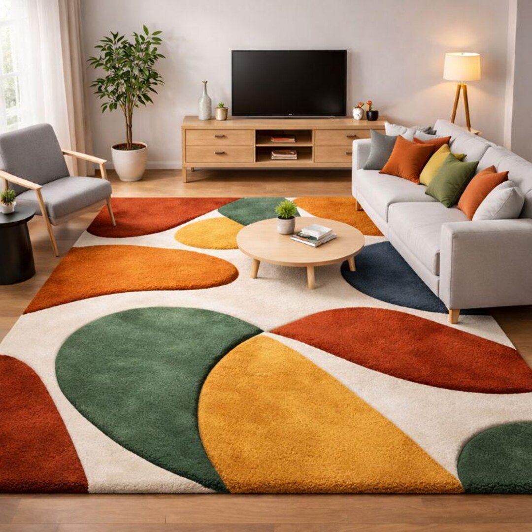 Handmade Modern Abstract Area Rug, Geometric Color Block, Scandinavian ...