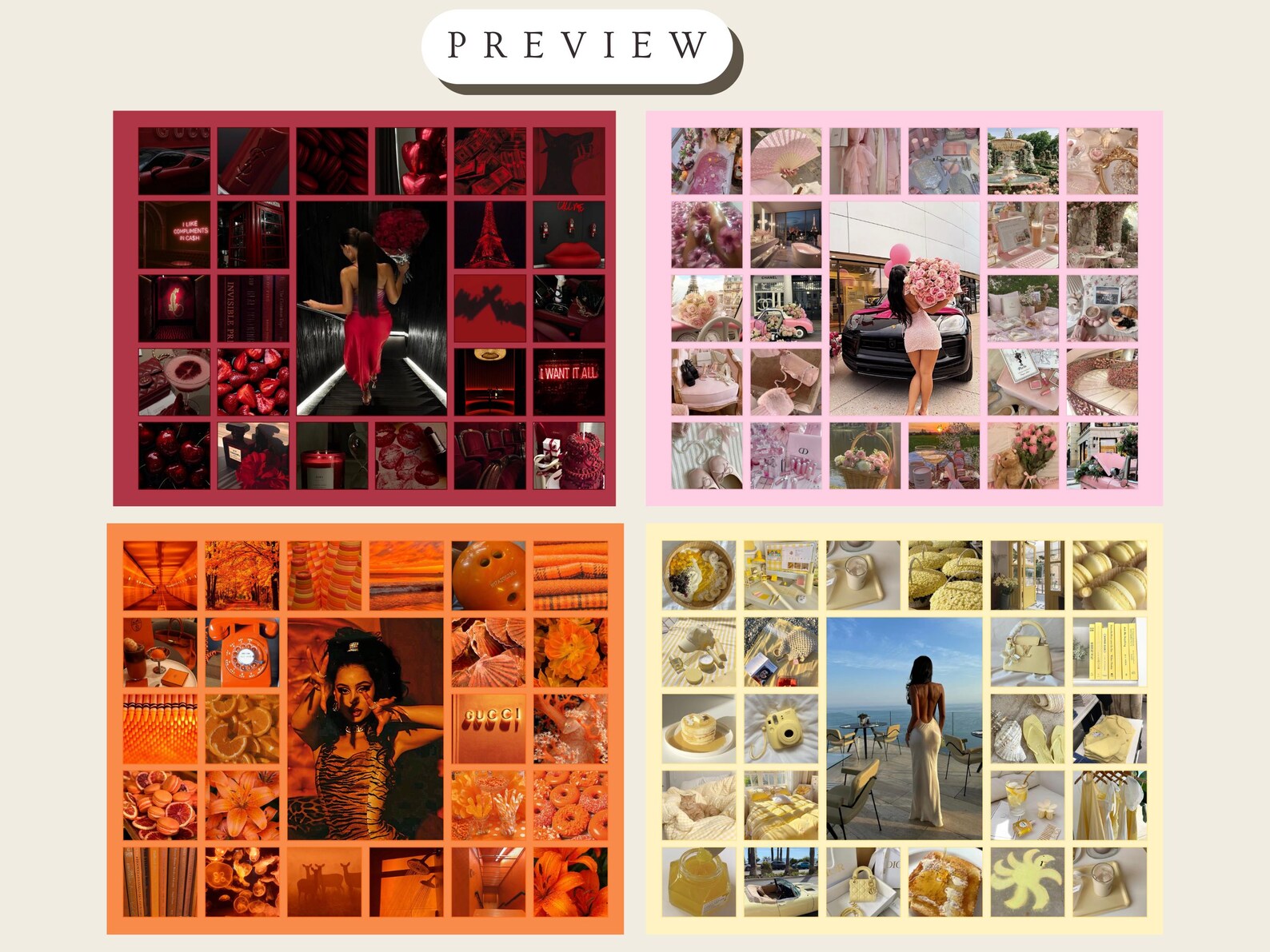 Canva Moodboard Template Bundle – 10 Color Instagram Collages, Vision ...