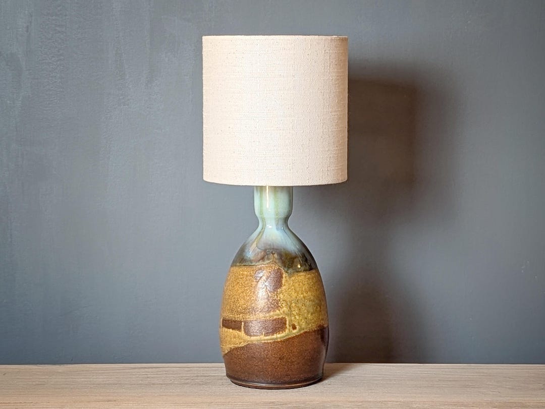 Copper Green and Ochre Table Lamp | Bookshelf Lamp or Nightstand Lamp ...