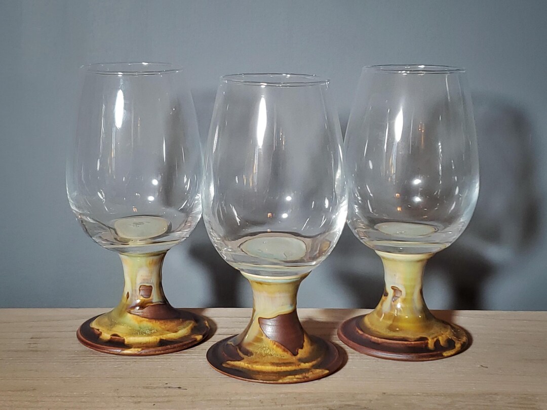 Handmade Copper Green Wine Glass | Pederson Pottery Stemware - Etsy