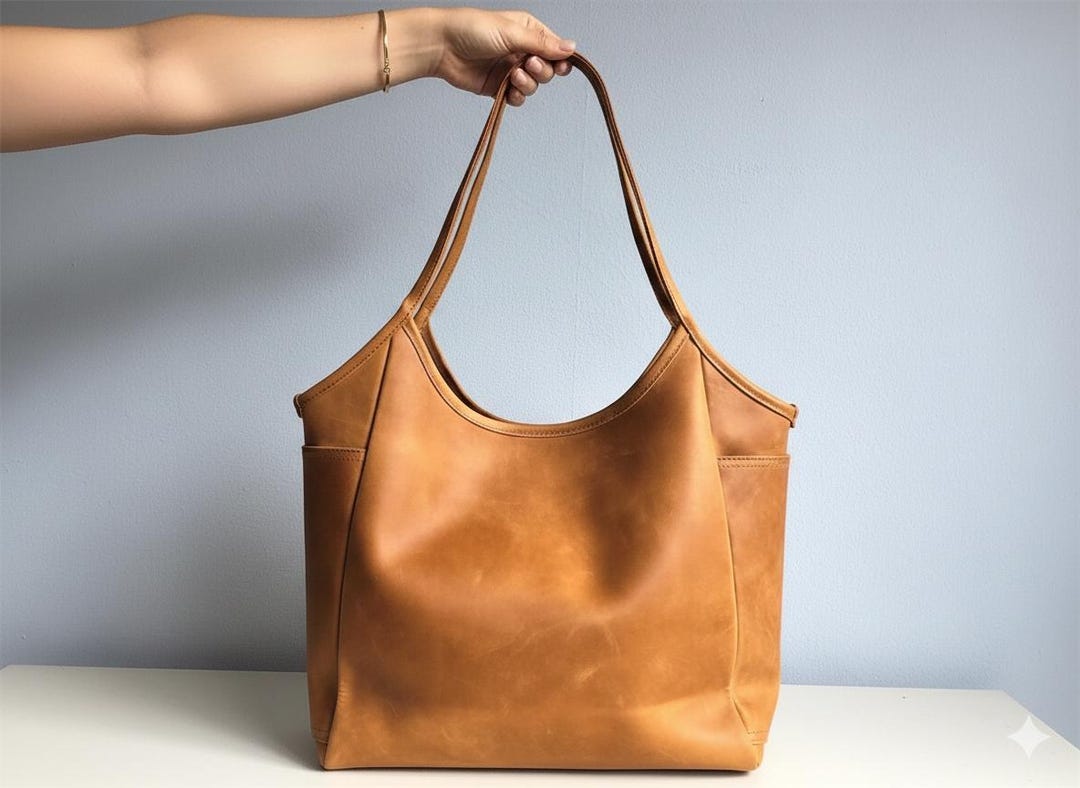Leather Tote Bag Woman, Camel Shoulder Bag, Leather Purse - Etsy