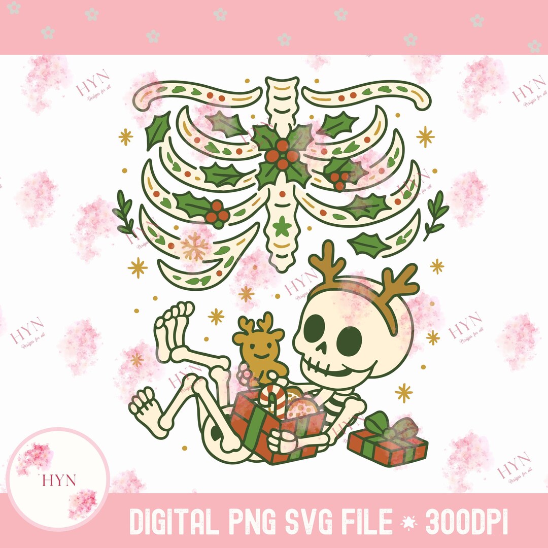 Pregnant Skeleton Christmas PNG SVG, Maternity Skeleton Xmas Design ...