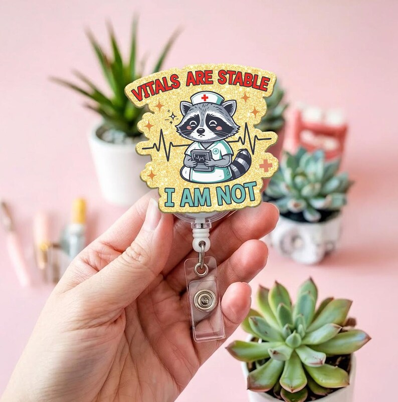 Vitals Are Stable I Am Not Badge Reel, Funny Nurse Badge Reel, Nurse ...