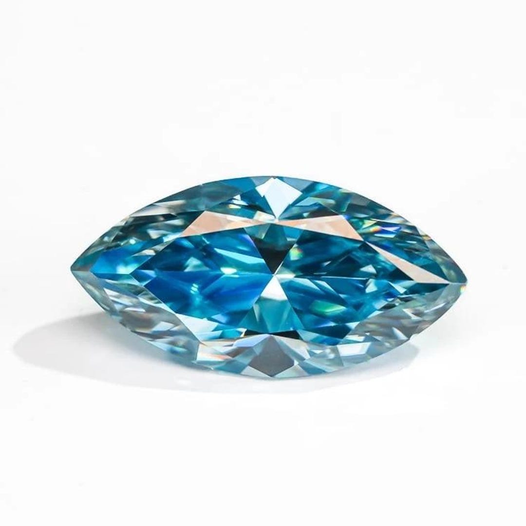 12x6mm Fancy Blue Color Lab Grown Diamond Marquise Cut VVS1 D Grade ...
