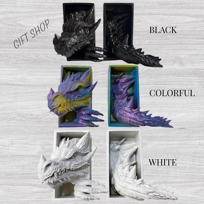 3D Printed Dragon Book Nook | Fantasy Bookshelf Decor | Mythical ...