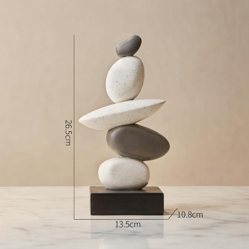 Zen Stacked Stone Sculpture, Modern Zen Pebble, Balancing Rocks Decor ...