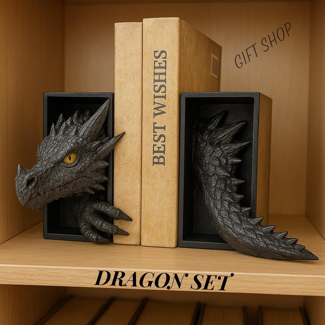 3D Printed Dragon Book Nook | Fantasy Bookshelf Decor | Mythical ...