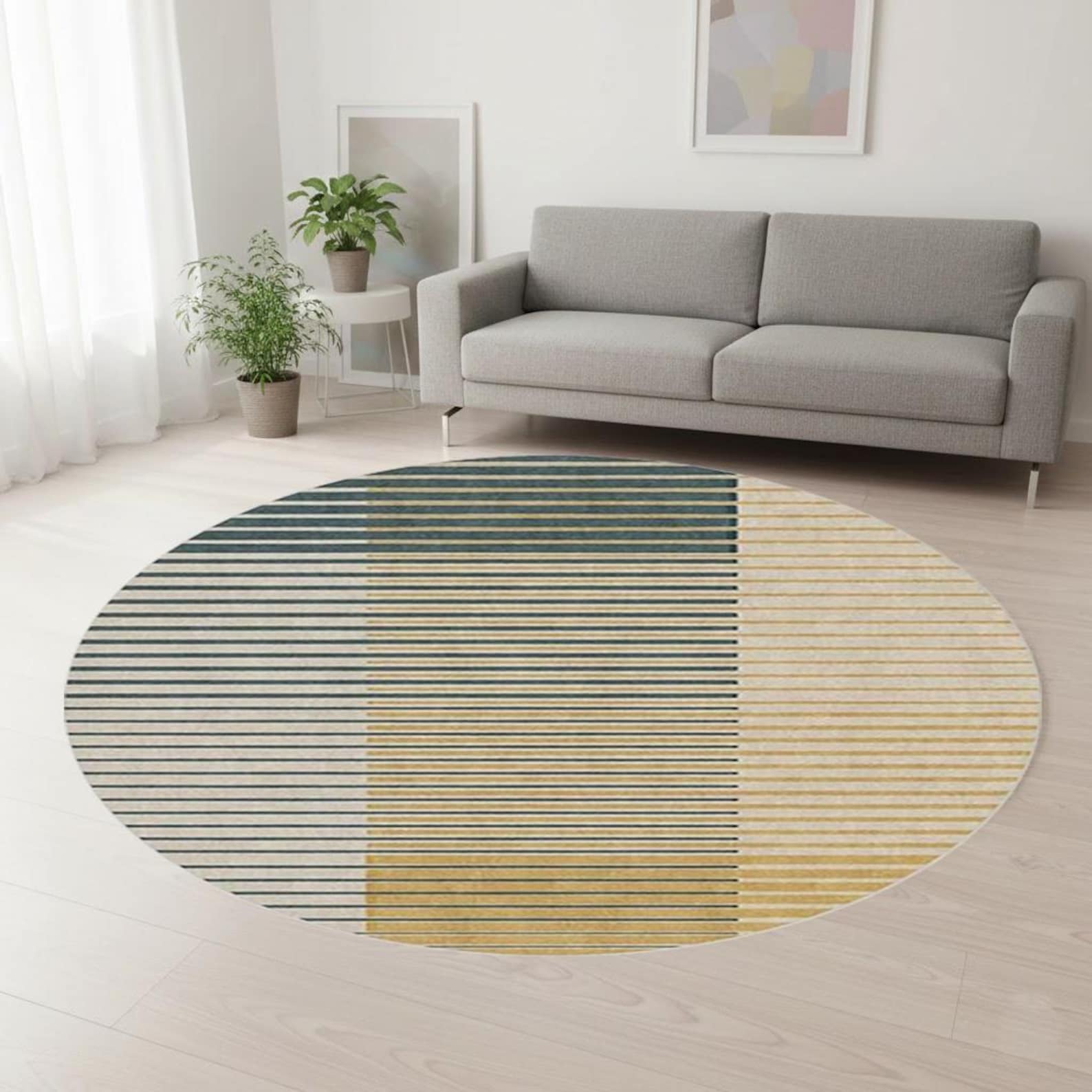 Mid Century Modern Round Rug, Geometric Japandi Circle Area Rug ...