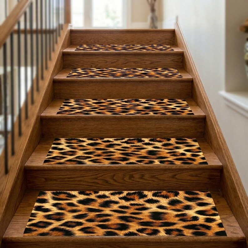 Leopard Print Stair Runner, Animal Skin Rug, Maximalist Decor, Non Slip ...