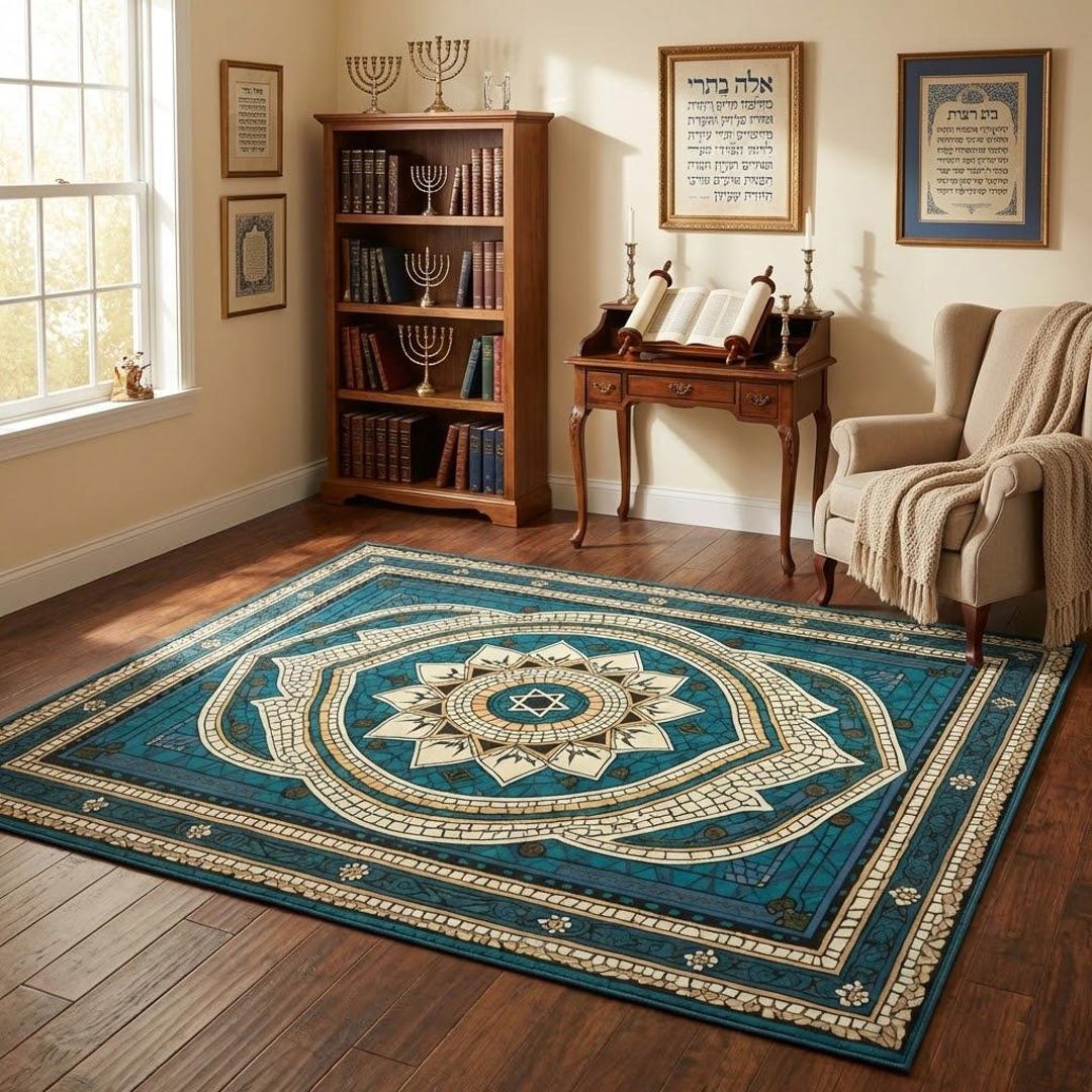 Jewish Prayer Mat, Star of David Rug, Bar Mitzvah Gift for Boy, Blue ...