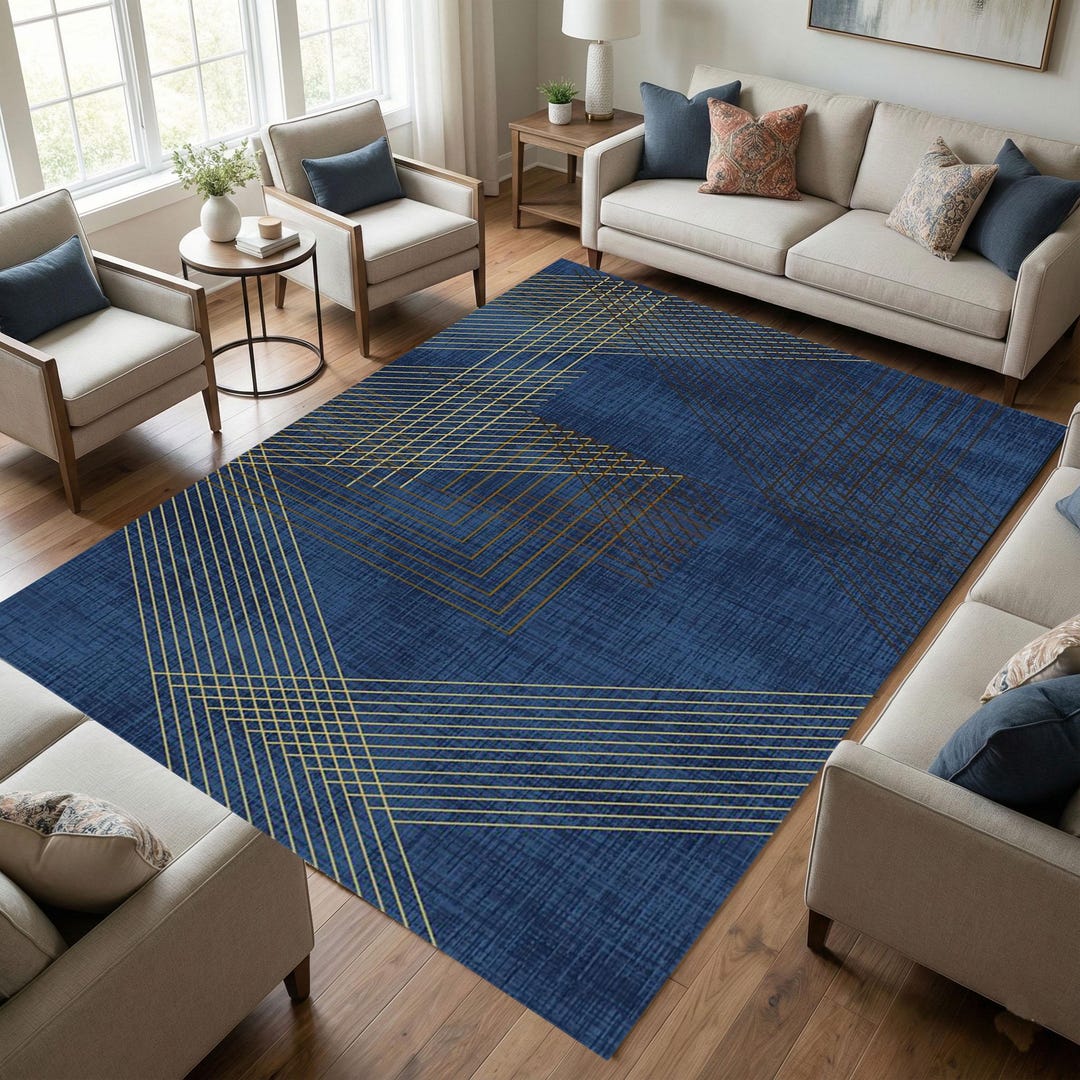 Blueprint Style Rug, Architect Office Decor, Industrial Geometric Art ...