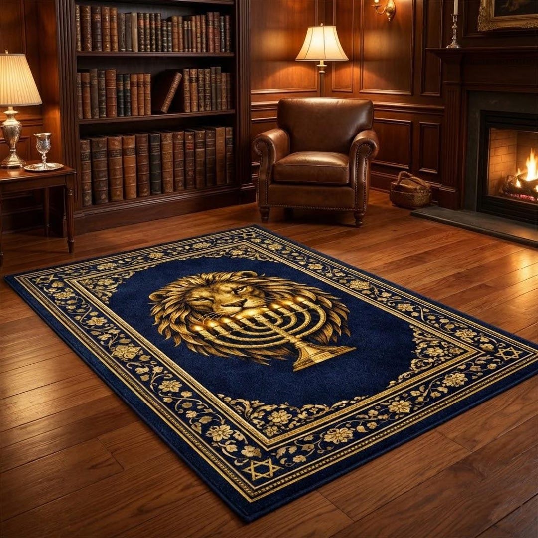 Lion of Judah Rug & Menorah Wall Hanging - Jewish Prayer Mat Star of ...