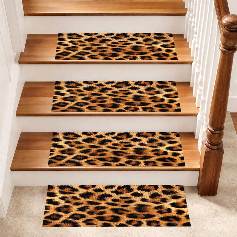 Leopard Print Stair Runner, Animal Skin Rug, Maximalist Decor, Non Slip ...