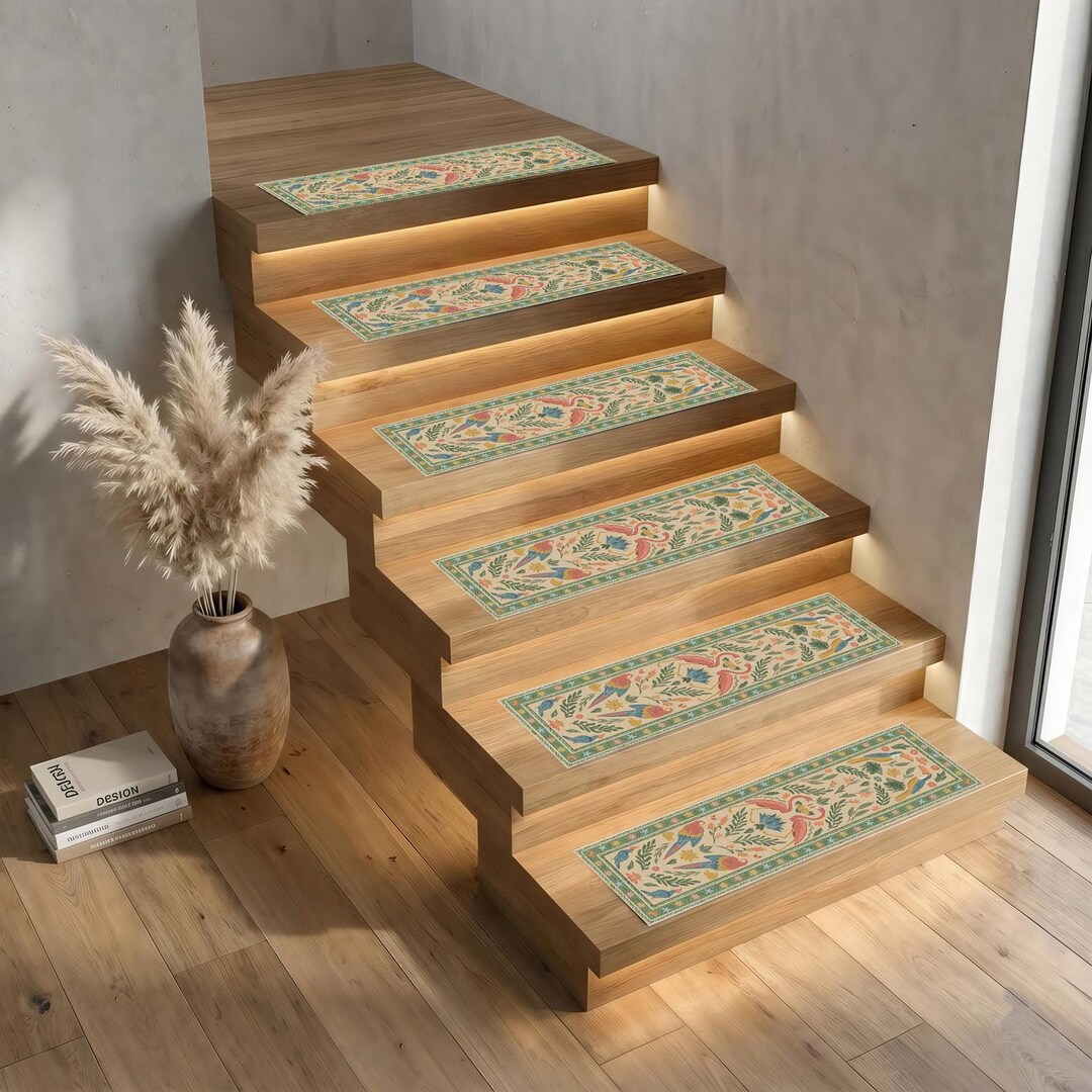 Tropical Bird Stair Treads, Non-slip Flamingo Toucan Stair Runner ...