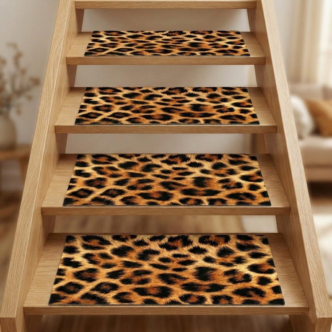 Leopard Print Stair Runner, Animal Skin Rug, Maximalist Decor, Non Slip ...