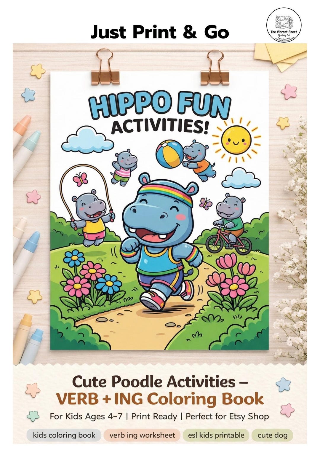 Hippo Activities Coloring Pages, Verb ING, Special Education (instant ...