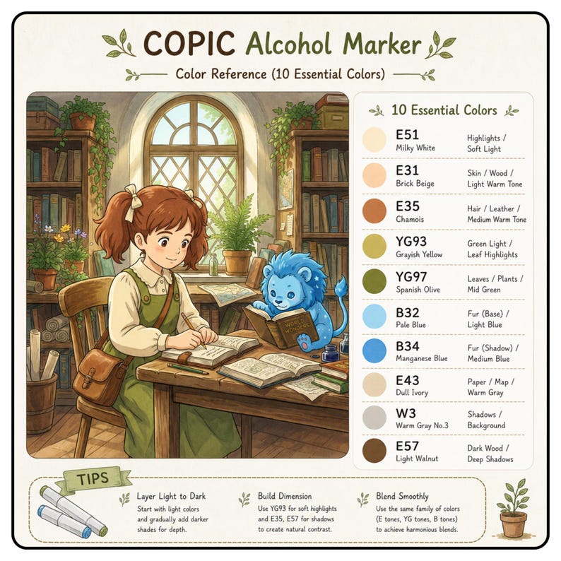 Anime Kawaii Copic Coloring Workbook: Gradient Blending Practice (PDF ...