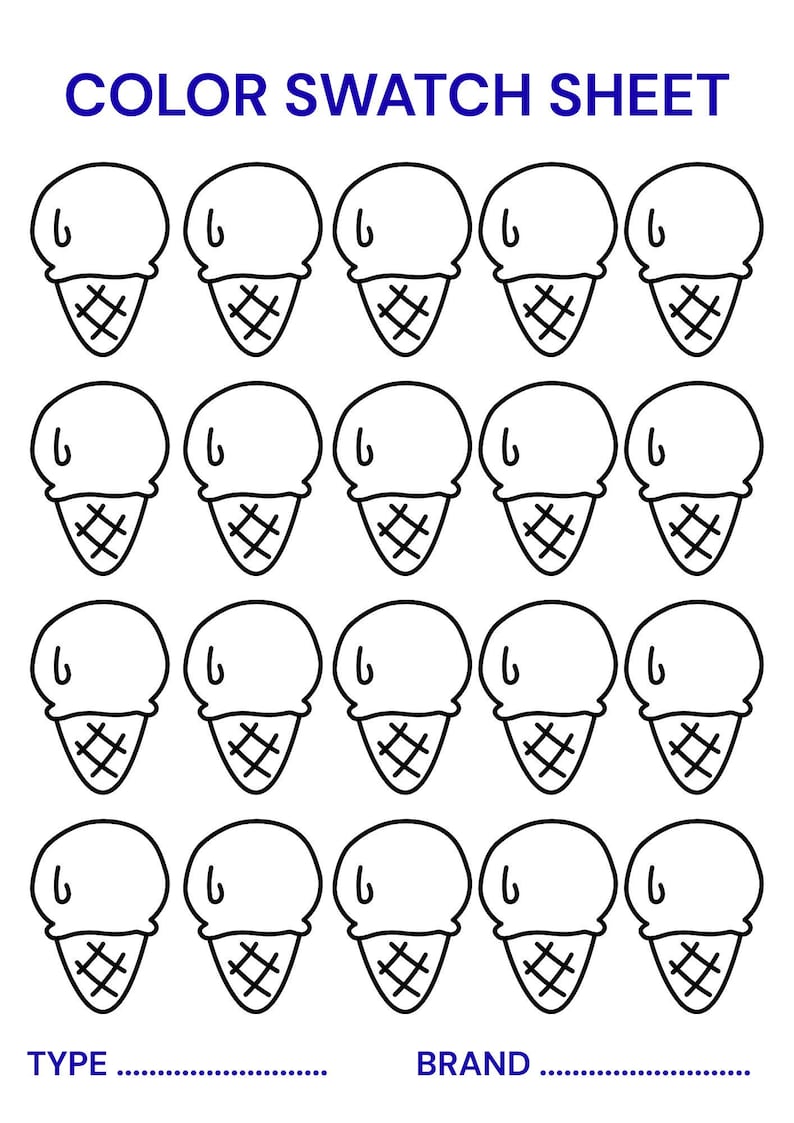 Printable Color Swatch Workbook, Systematic Shading Practice Sheets for ...