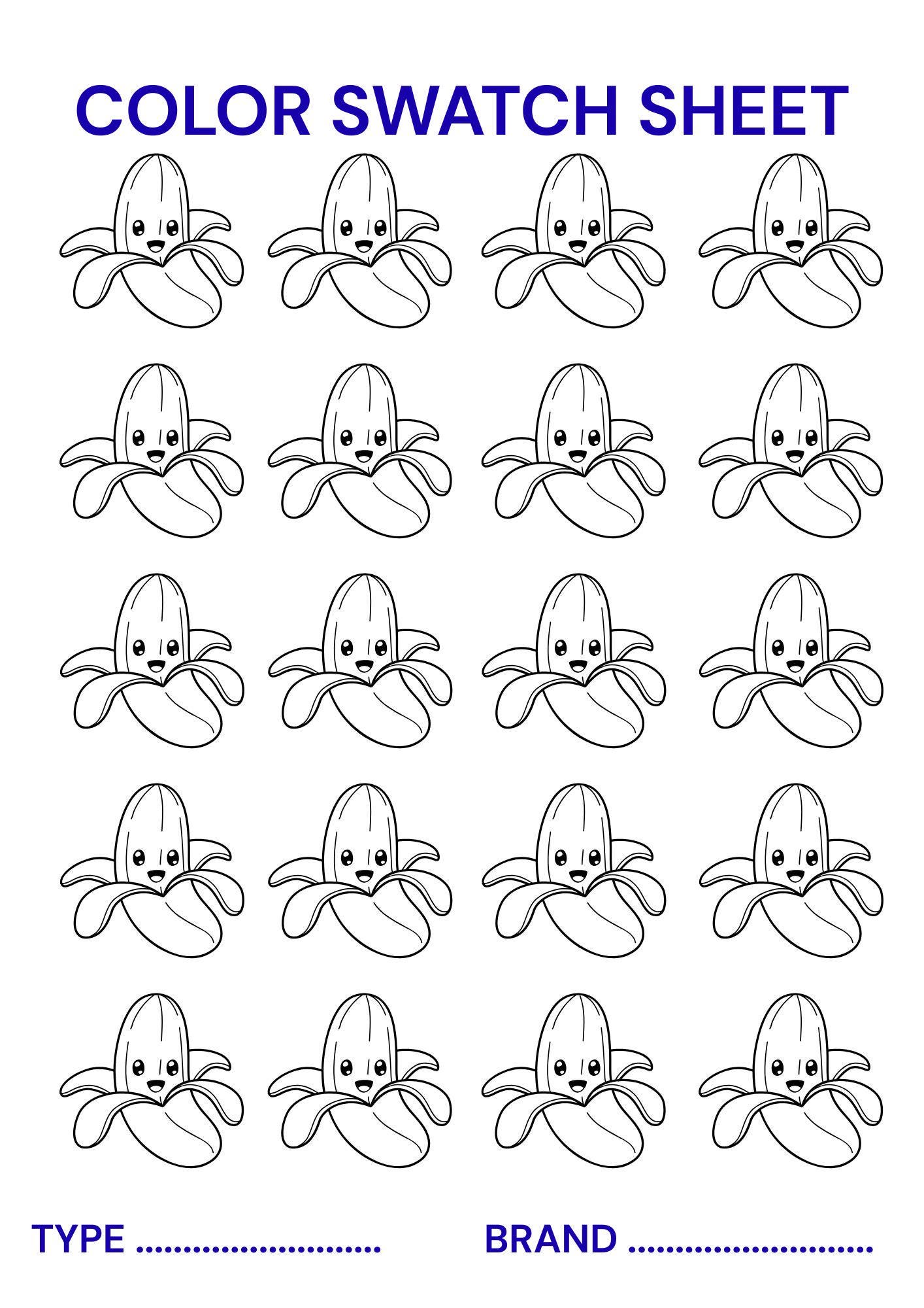 Printable Color Swatch Workbook, Systematic Shading Practice Sheets for ...