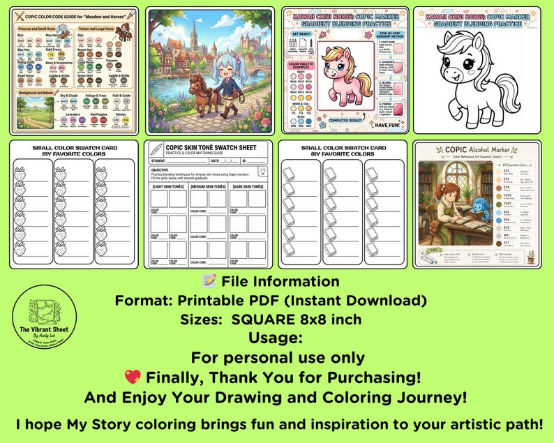 Anime Kawaii Copic Coloring Workbook: Gradient Blending Practice (PDF ...