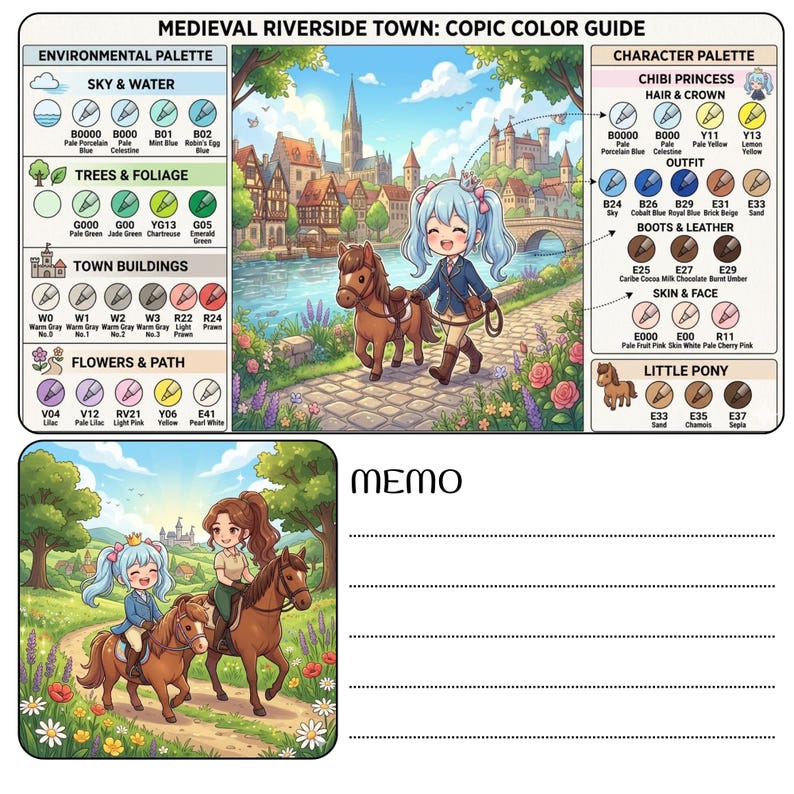 Anime Kawaii Copic Coloring Workbook: Gradient Blending Practice (PDF ...