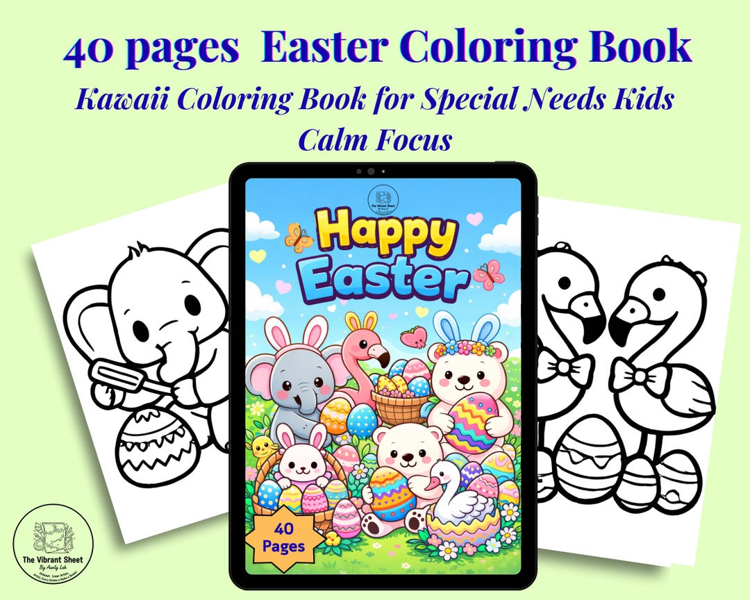 Easter Kawaii Coloring Book for Special Needs Kids Calm Focus Printable ...