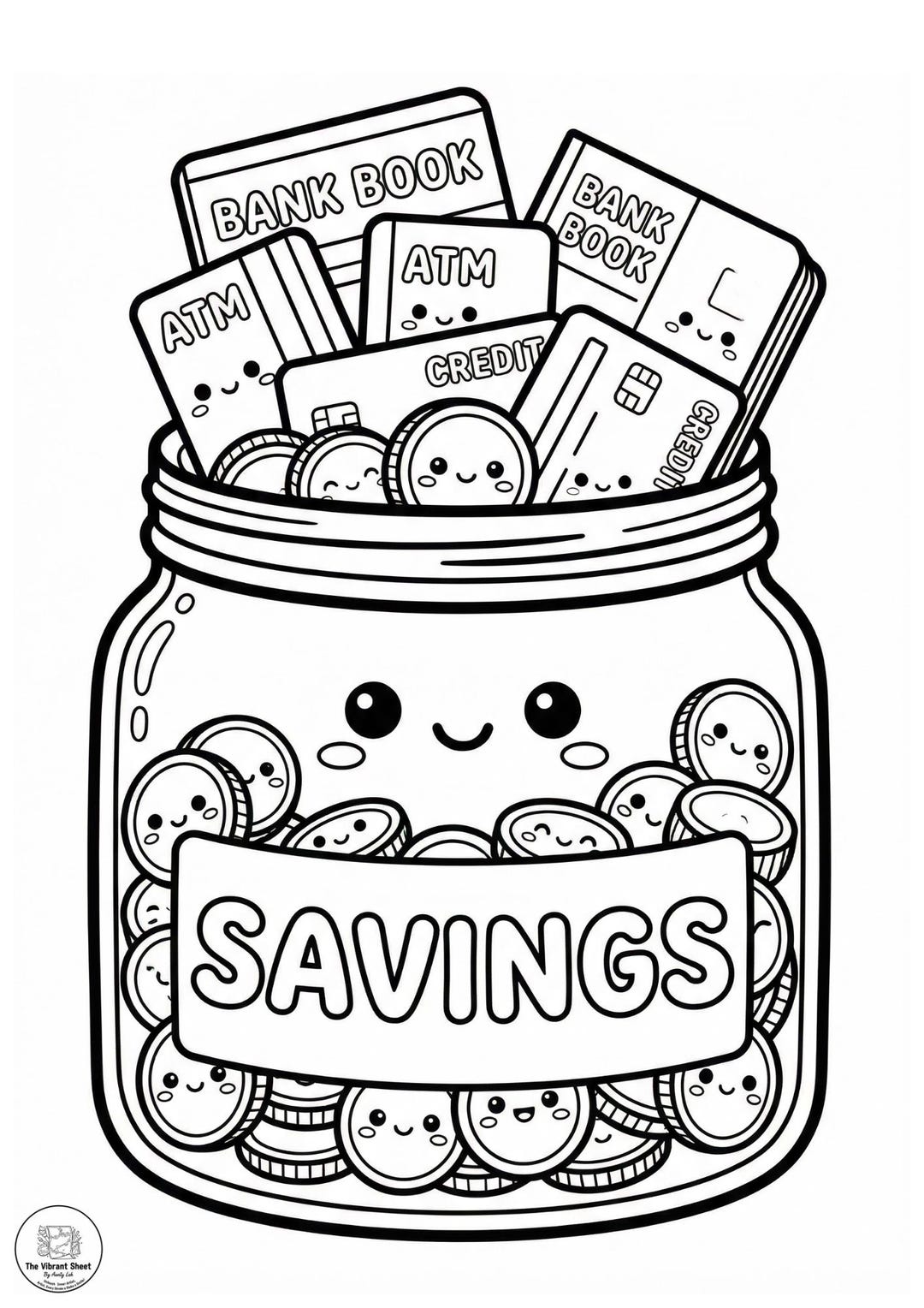 Financial Literacy Coloring Book , Money Jar Savings System Budgeting ...