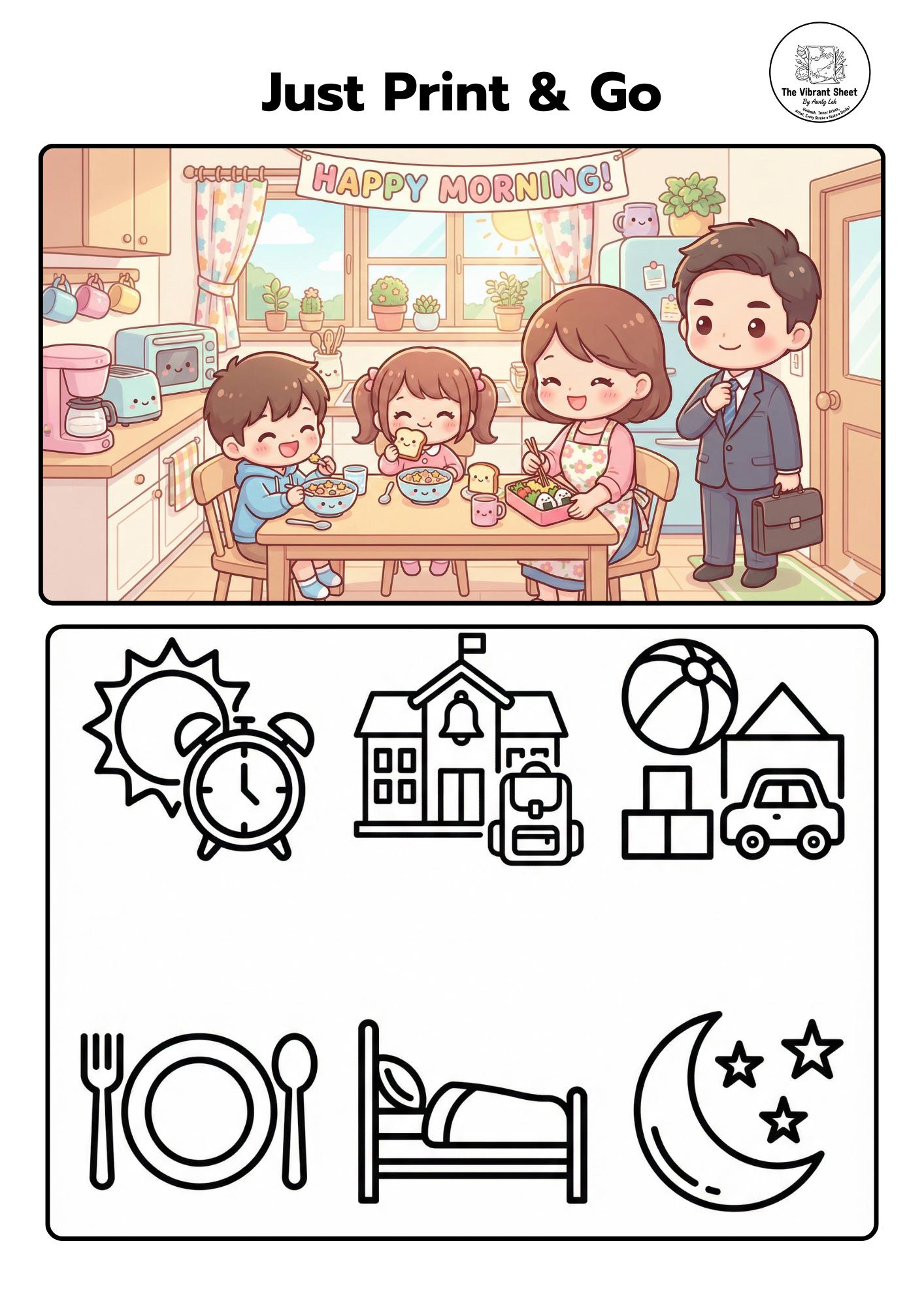 Daily Routine Coloring Book | Special Education Printable | Fine Motor ...
