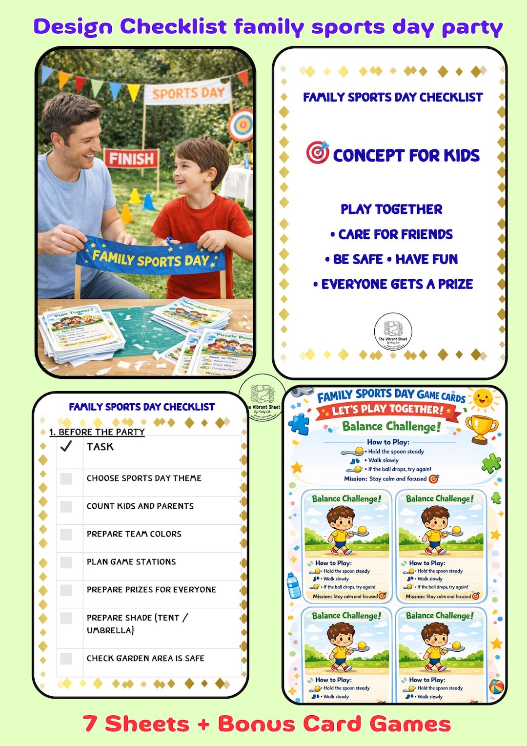 Family Sports Day Checklist for Kids Party Planning Printable Fun Games ...