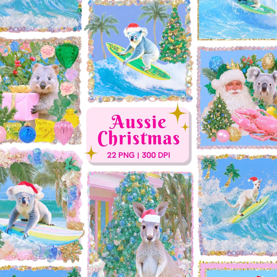 Aussie Christmas PNG Clipart Bundle | Retro Summer Designs (digital ...